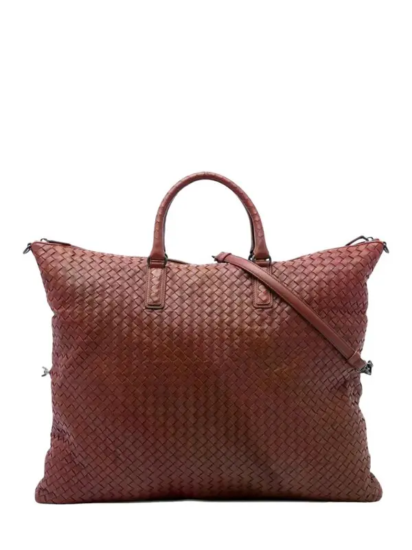 Bottega Veneta Maxi Nappa Intrecciato Convertible Tote Travel Bag - Red