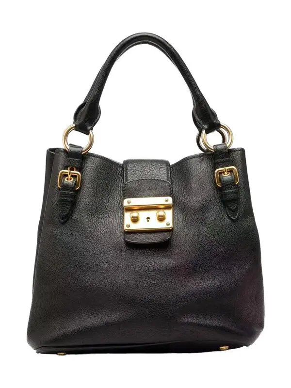 Miu Miu Goatskin Madras Satchel - Black