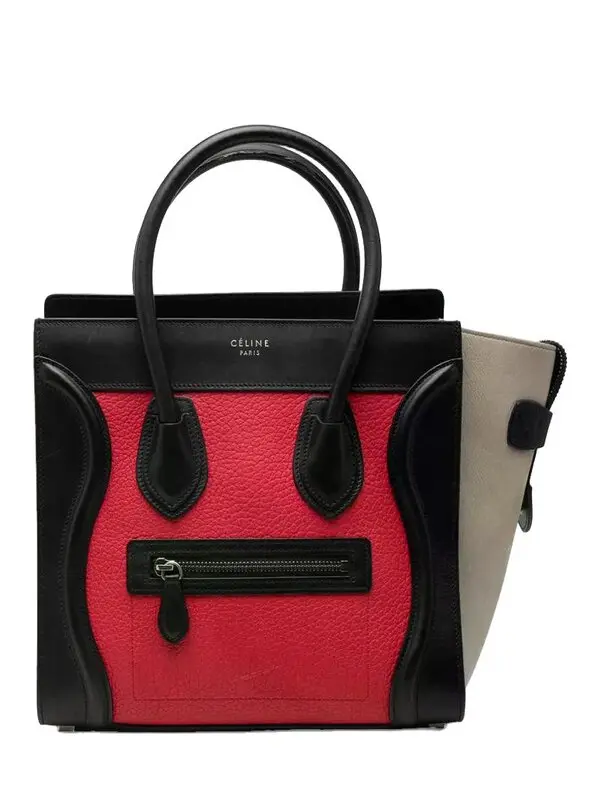 Celine 2017 Micro Tricolor Leather Luggage Tote Bag - Black