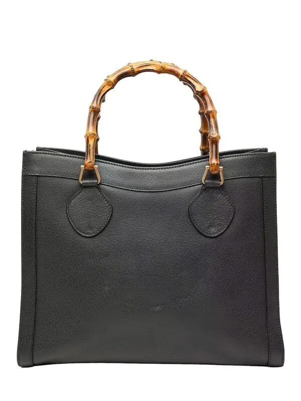 Gucci Leather Bamboo Diana Tote Bag - Black