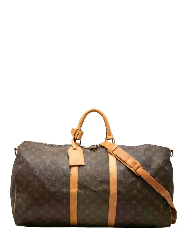 LOUIS VUITTON Monogram Keepall Bandouliere 55 Travel Bag - Brown