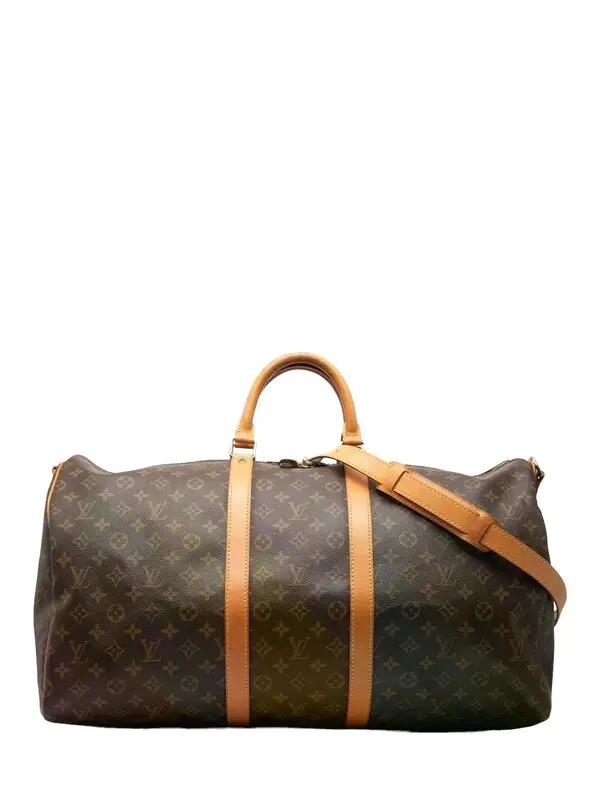LOUIS VUITTON Monogram Canvas Keepall Bandouliere 55 Travel Bag - Brown