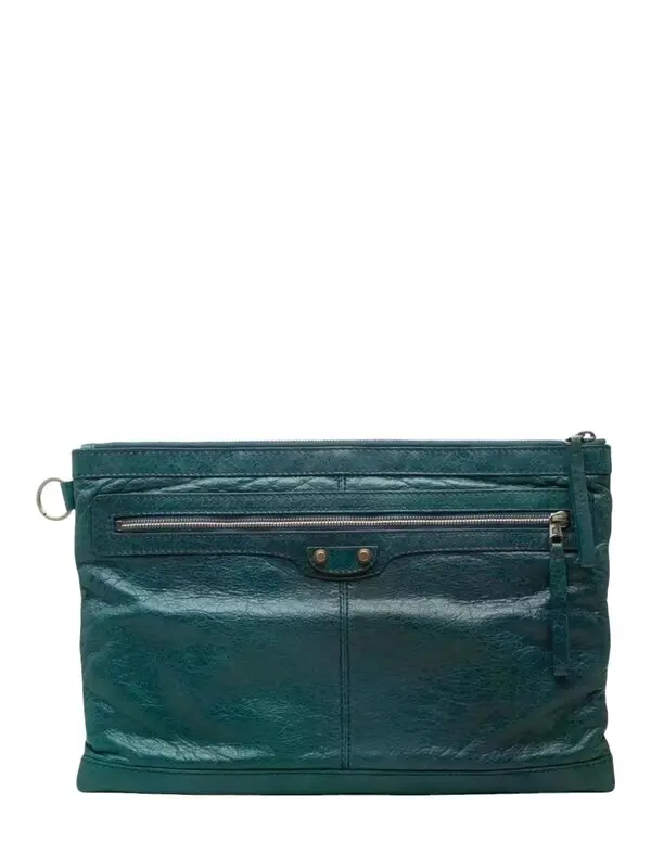 Balenciaga Lambskin Leather Clutch Bag - Blue