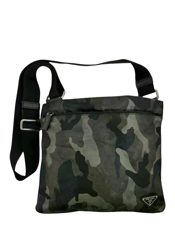 Prada Tessuto Camouflage Crossbody Bag - Black