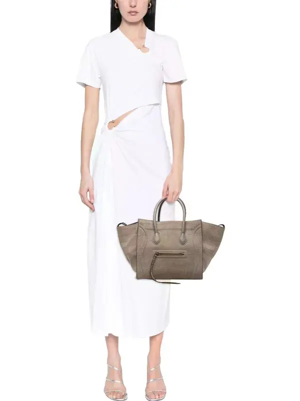 Celine 2012 Medium Croc Embossed Leather Luggage Phantom Tote Bag - Brown