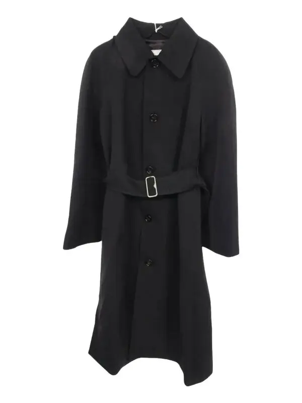 Burberry 2010s Belted Wool Coat - Black
