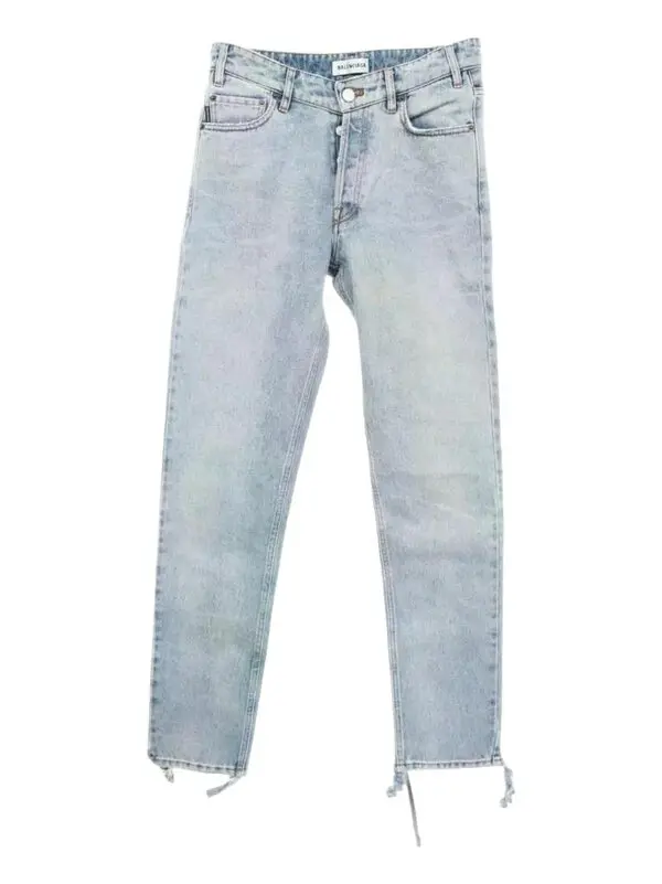 Balenciaga 2010s Distressed Straight-leg Jeans - Blue