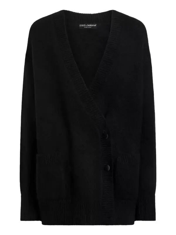 Dolce & Gabbana Double-breasted V-neck Cardigan With Patch Pockets - Black