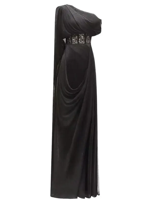 GEMY MAALOUF Asymmetrical-neckline Draped Maxi Dress - Black