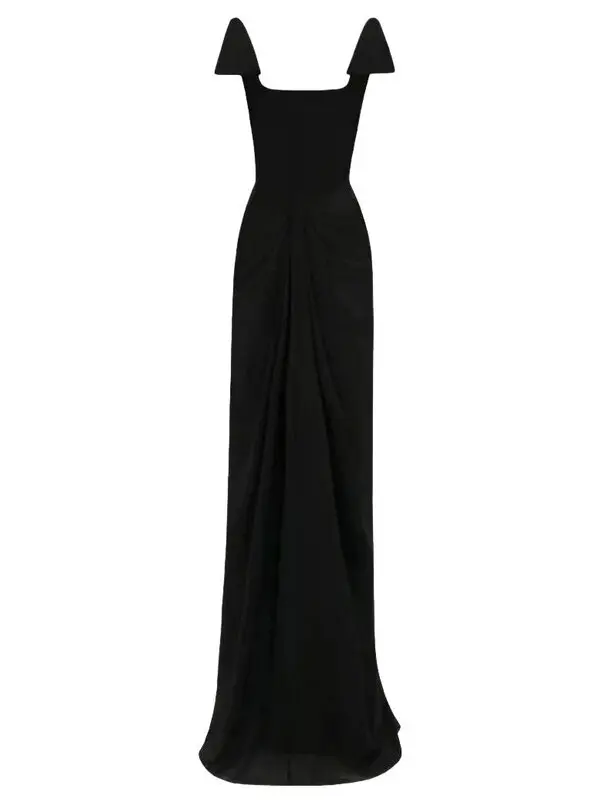 GEMY MAALOUF Squared-neckline Corset Maxi Dress - Black