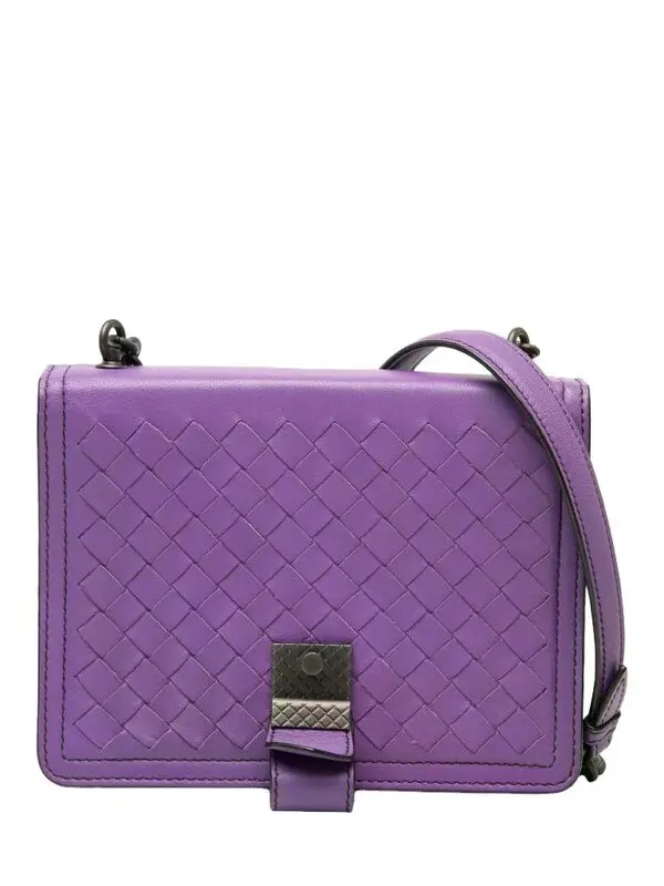 Bottega Veneta Small Nappa Intrecciato Runway Shoulder Bag - Purple