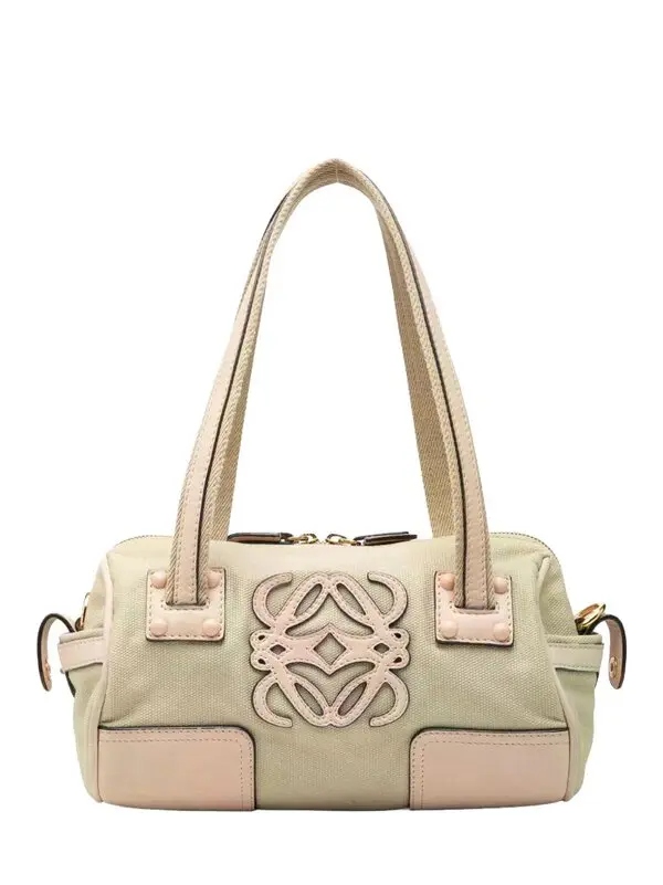 Loewe Mini Canvas Anagram Barrel Bag Satchel - Neutrals
