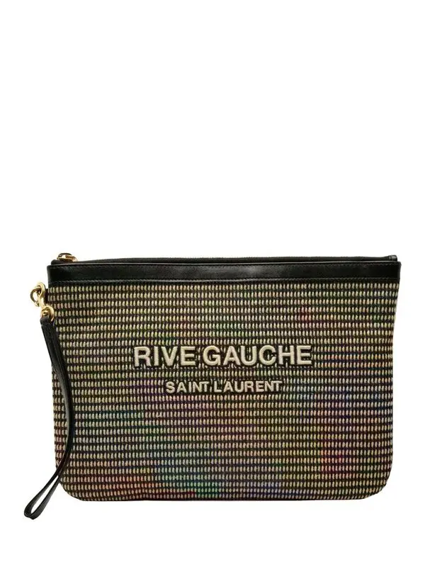 Saint Laurent 2020 Raffia Rive Gauche Clutch Bag - Neutrals