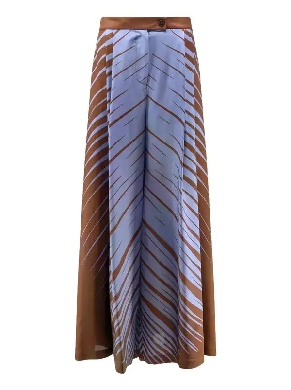 CO.GO Printed Silk Wide-leg Trousers - Brown