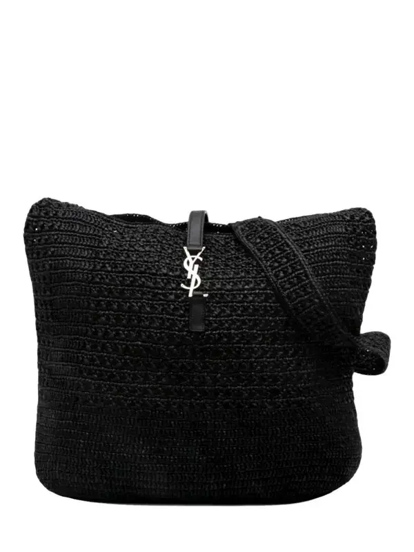 Saint Laurent Le 5 A 7 Raffia Tote Crossbody Bag - Black