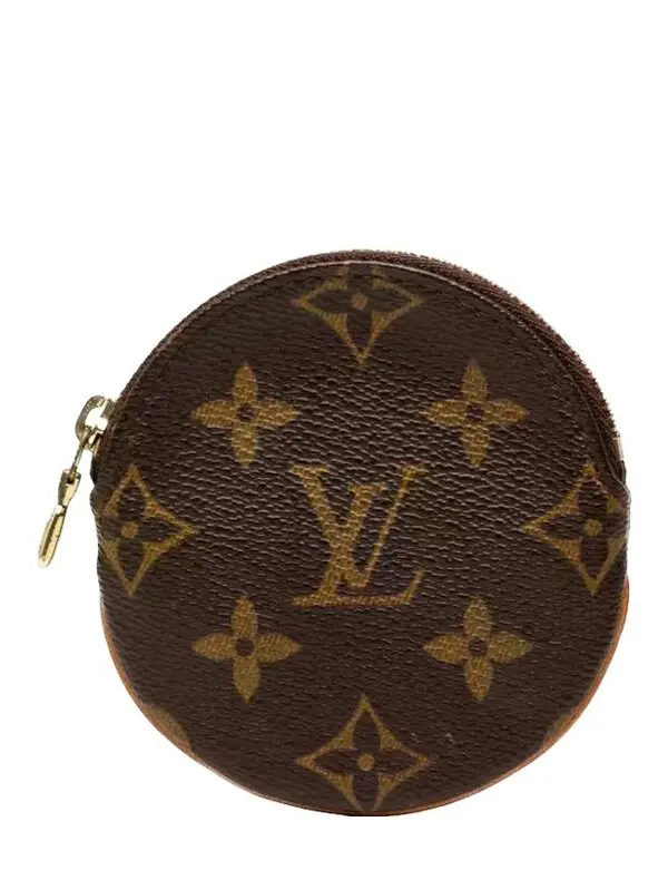LOUIS VUITTON 2004 Monogram Porte Monnaie Round Coin Pouch - Brown