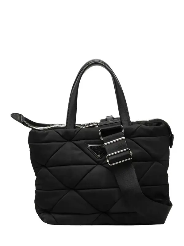 Prada 2013 Small Padded Re Nylon Tote Satchel - Black