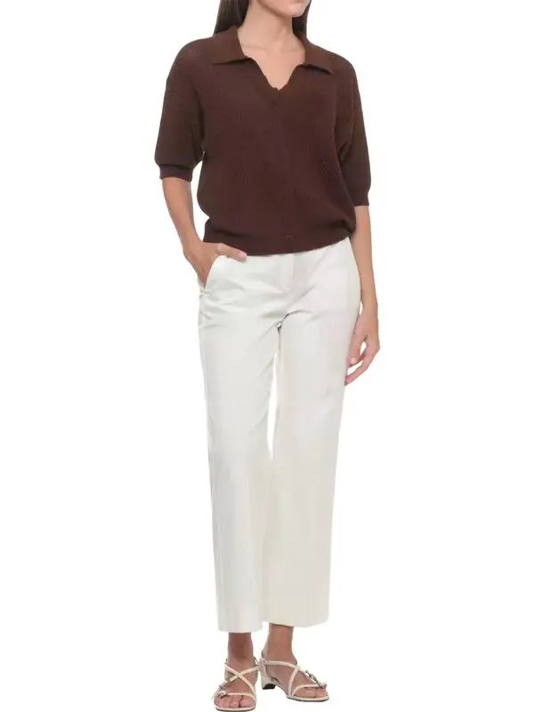 Marella Open-knit V-neck Jumper - Brown