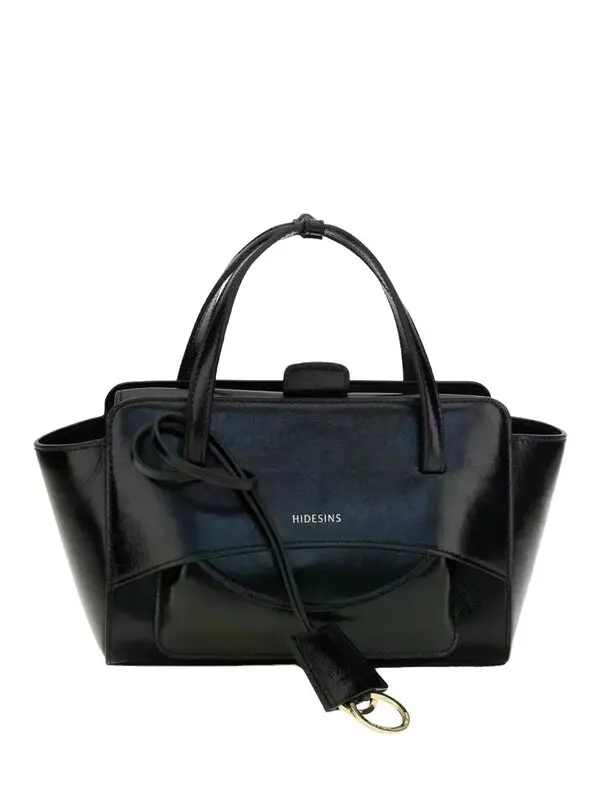 HIDESINS Logo Print Leather Tote Bag - Black