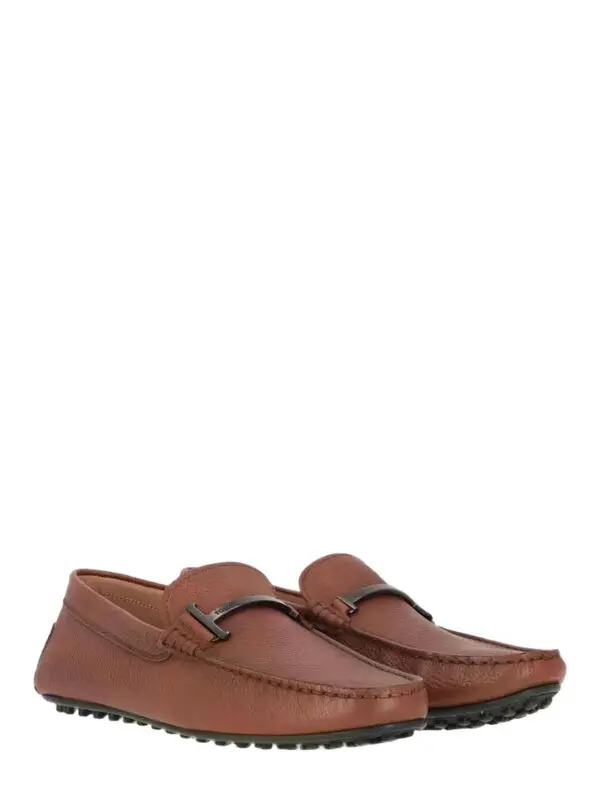 TOD'S T-bar Pebbled Loafers - Brown