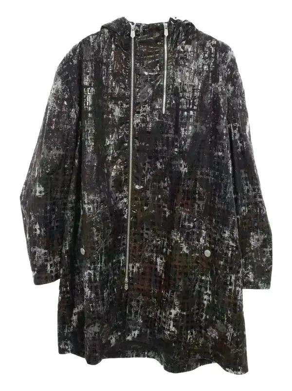 Hermès Abstract Pattern Hooded Coat - Black