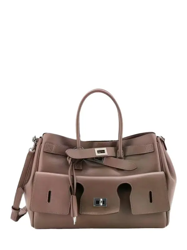 Balenciaga Bel Air Carry All Bag Leather Small Tote Bag - Brown