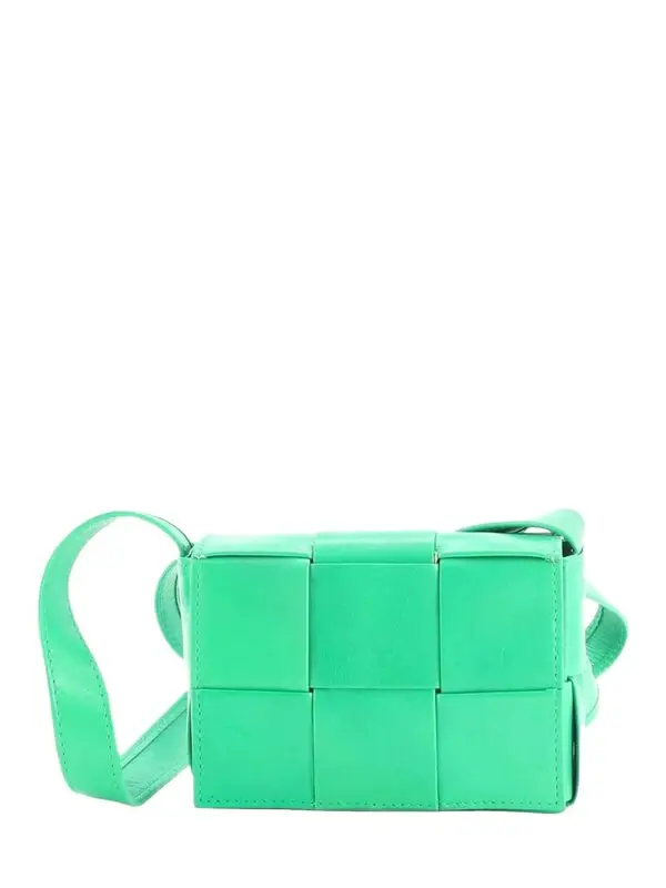 Bottega Veneta Cassette Maxi Intrecciato Leather Candy Crossbody Bag - Green