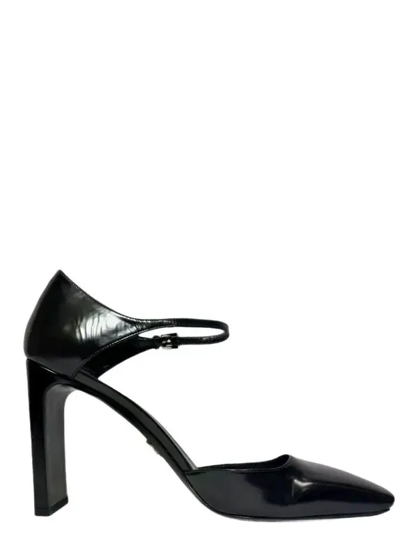 Prada Square-toe Ankle-strap Leather Pumps - Black