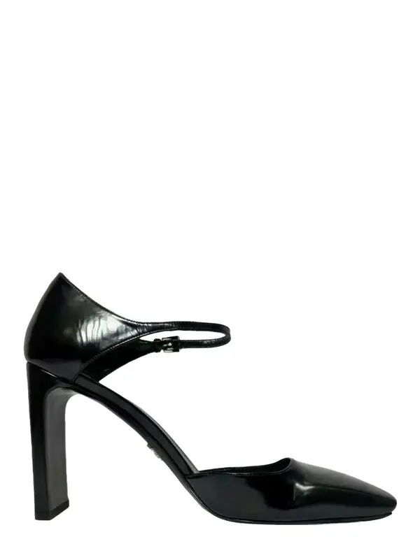 Prada Leather Square-toe Ankle-strap Pumps - Black