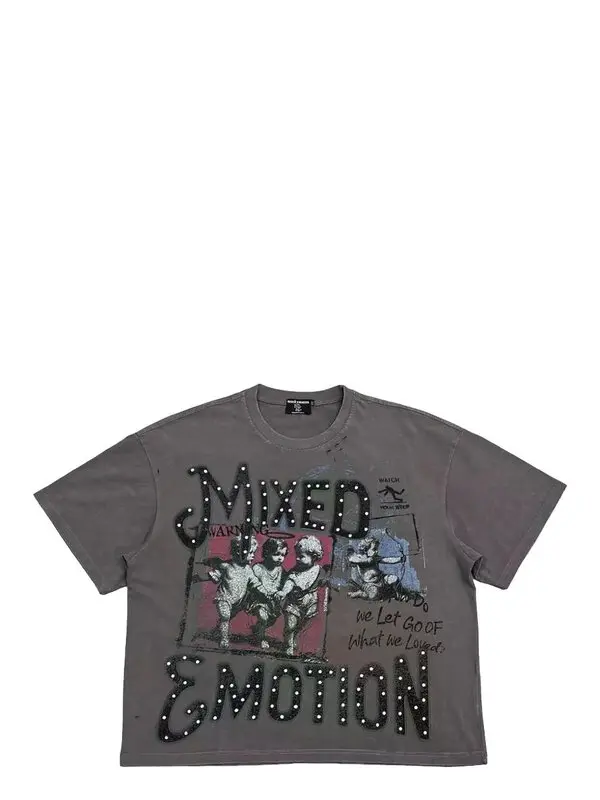 Mixed Emotion Friends Graphic-print T-shirt - Grey