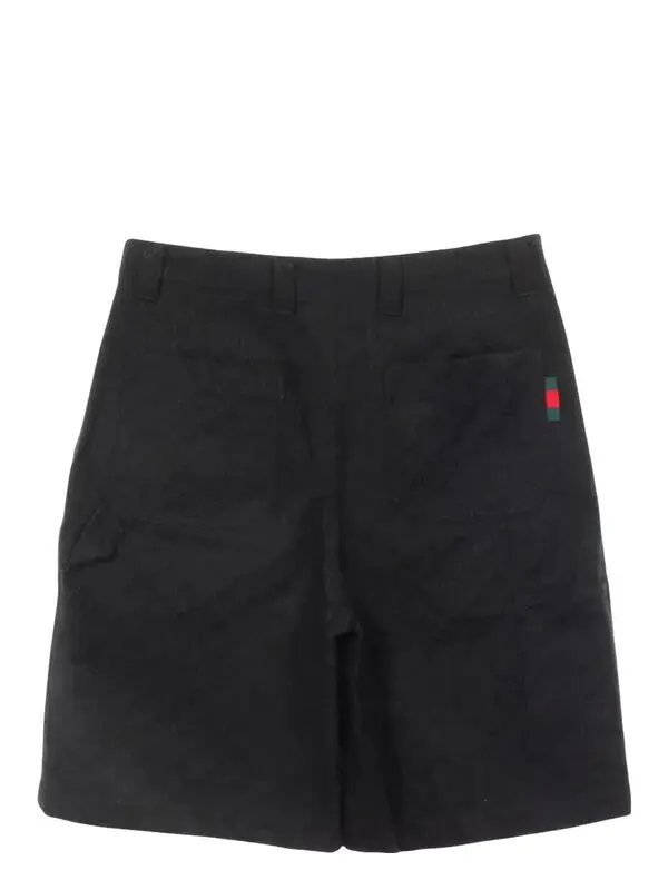 Gucci Logo Patterned Denim Shorts - Black