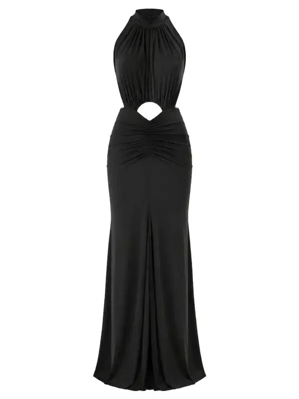 AMAZUIN Mina Cut-out Ruched Maxi Dress - Black