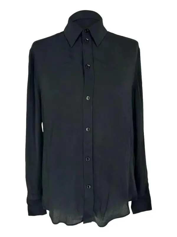 Celine Button-up Long-sleeve Blouse - Black