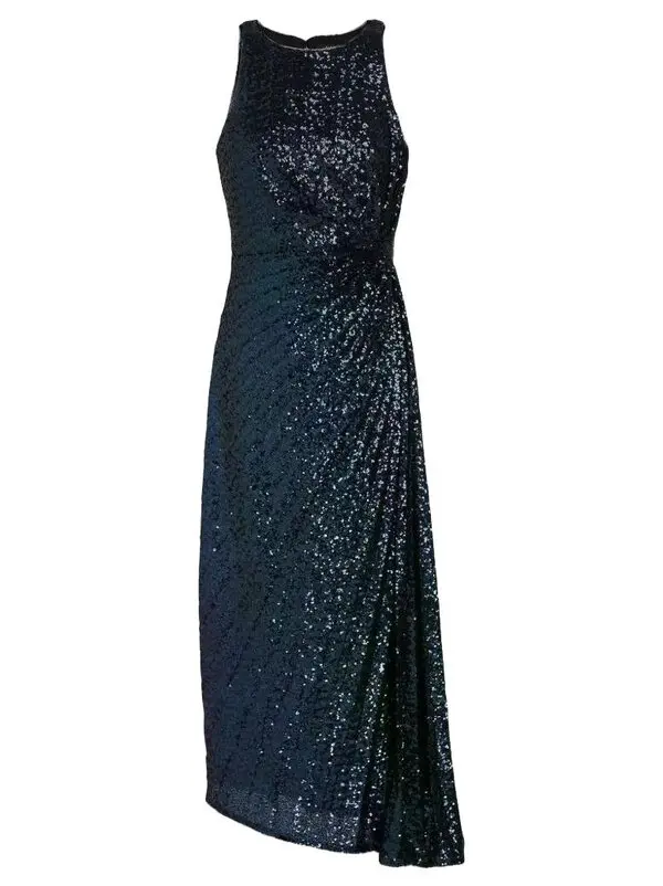 Badgley Mischka Sequined Wrap-effect Midi Dress - Blue