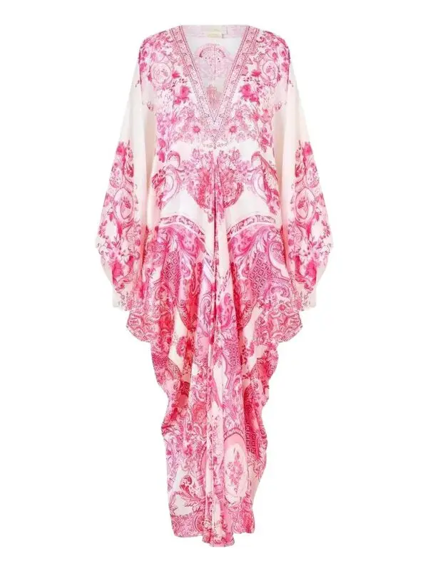 Camilla Floral-print Silk Kaftan Maxi Dress - White
