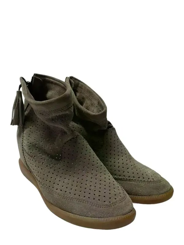 ISABEL MARANT VINTAGE Beslay Perforated Suede Ankle Boots - Grey