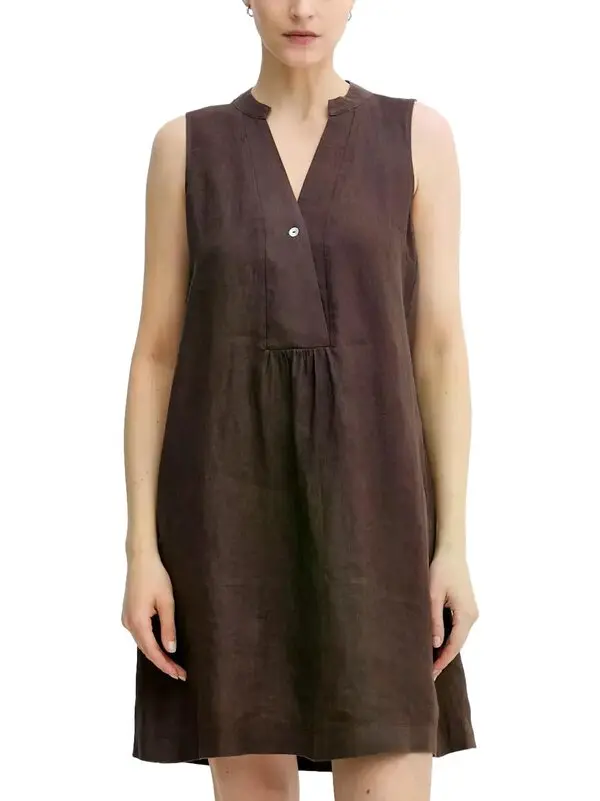 BENETTON Sleeveless V-neck Mini Dress - Brown