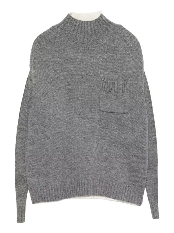 SEMICOUTURE Two-tone Pocket-detail Sweater - Grey