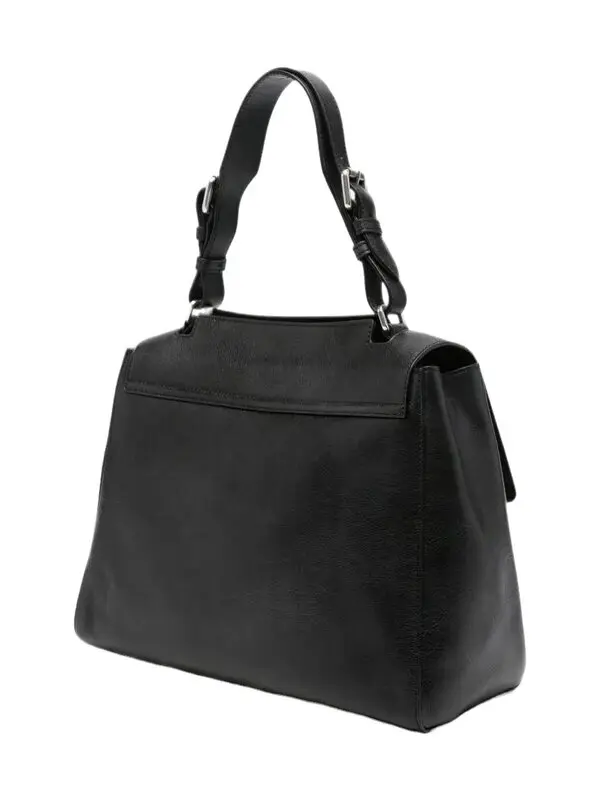Orciani Medium Sveva Soft Logo-plaque Foldover Tote Bag - Black