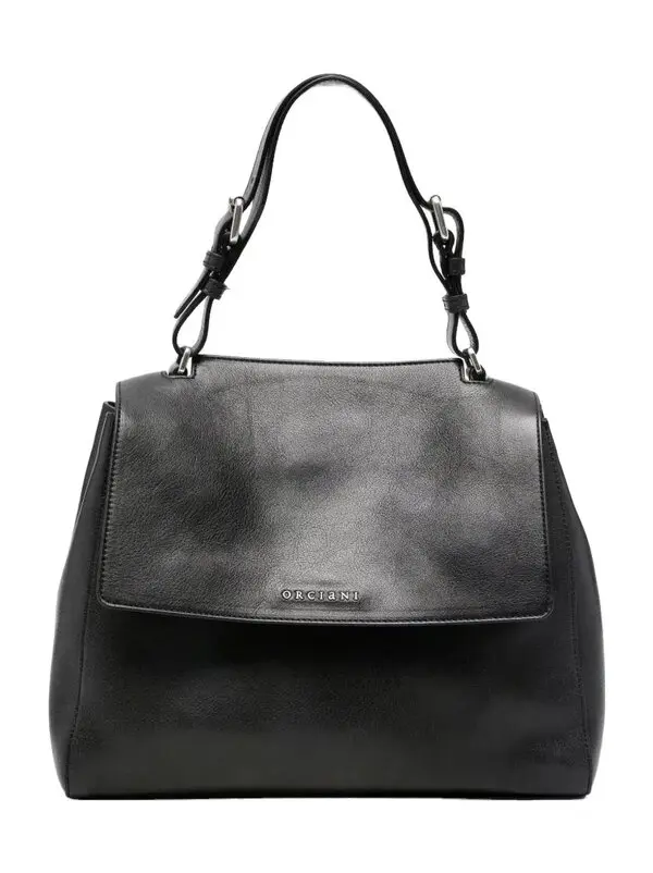Orciani Sveva Soft Logo-plaque Foldover Tote Bag - Black
