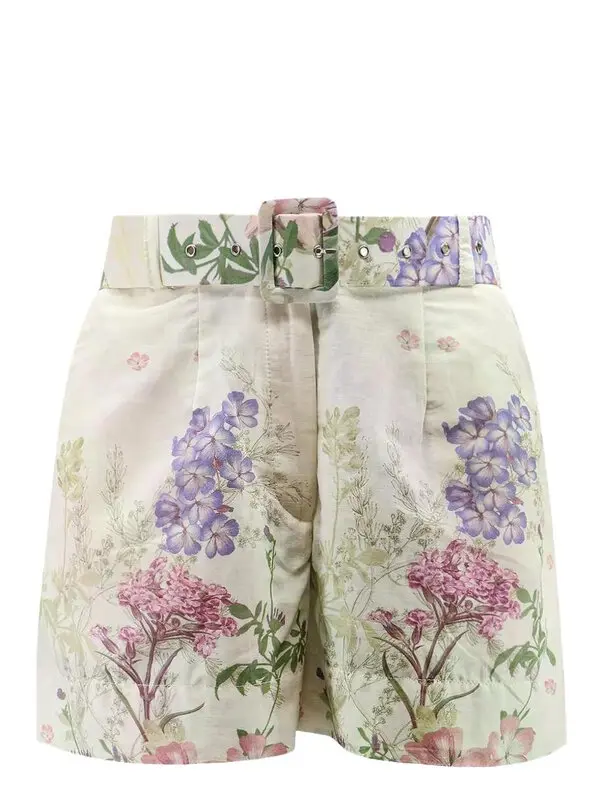 Charo Ruiz Ibiza Floral Print Belted Shorts - Neutrals