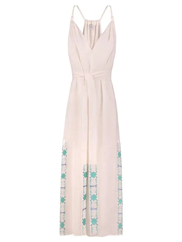 KARMA ON THE ROCKS Sabi Embroidered Linen Maxi Dress - White