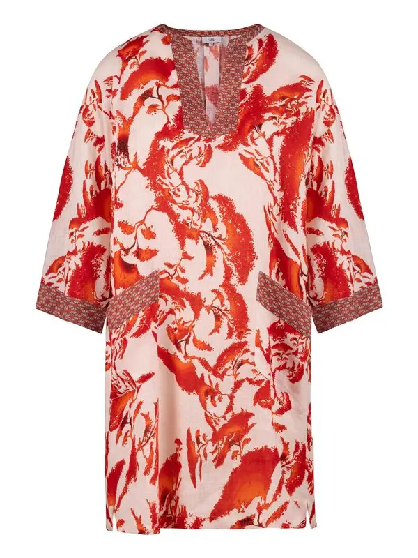 KARMA ON THE ROCKS Wabi Bonsai Linen Tunic - Red