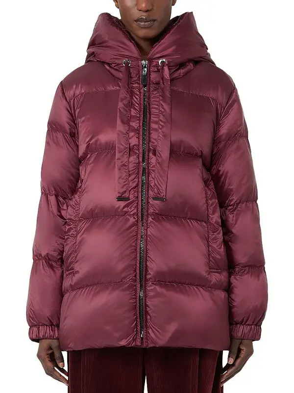 Max Mara Seia Down Hooded Coat - Bordeaux