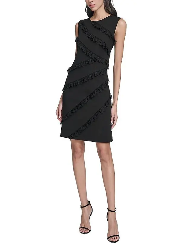 Eliza J Sleeveless Ruffled Sheath Dress - Black