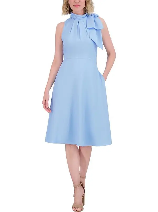 Eliza J Sculpted Fit And Flare Midi Dress - Light Blue