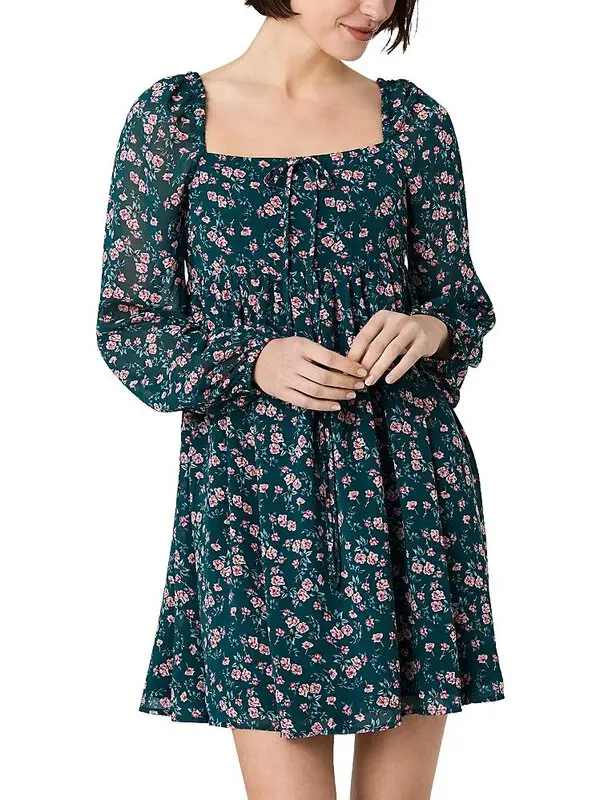 French Connection Marina Lucia Floral Print Dress - Deep Teal Multi