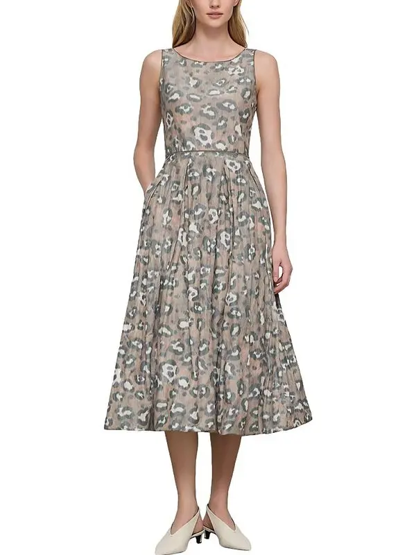 Lafayette 148 New York Sleeveless Bubble Hem Dress - Brownstone Multi