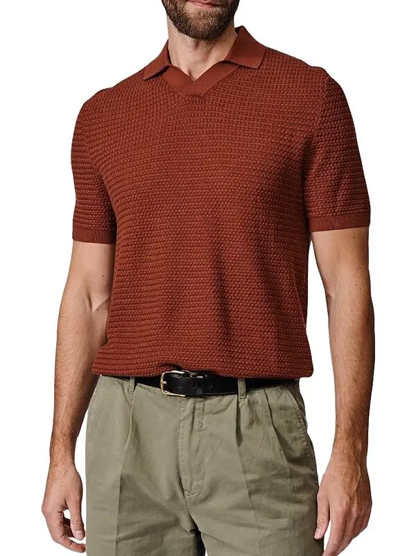 Aubin Alford Textured Cotton Polo Shirt - Rust