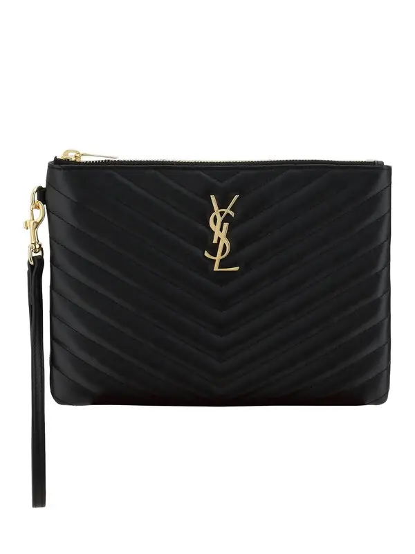 Saint Laurent Matelassé Clutch Bag - Black